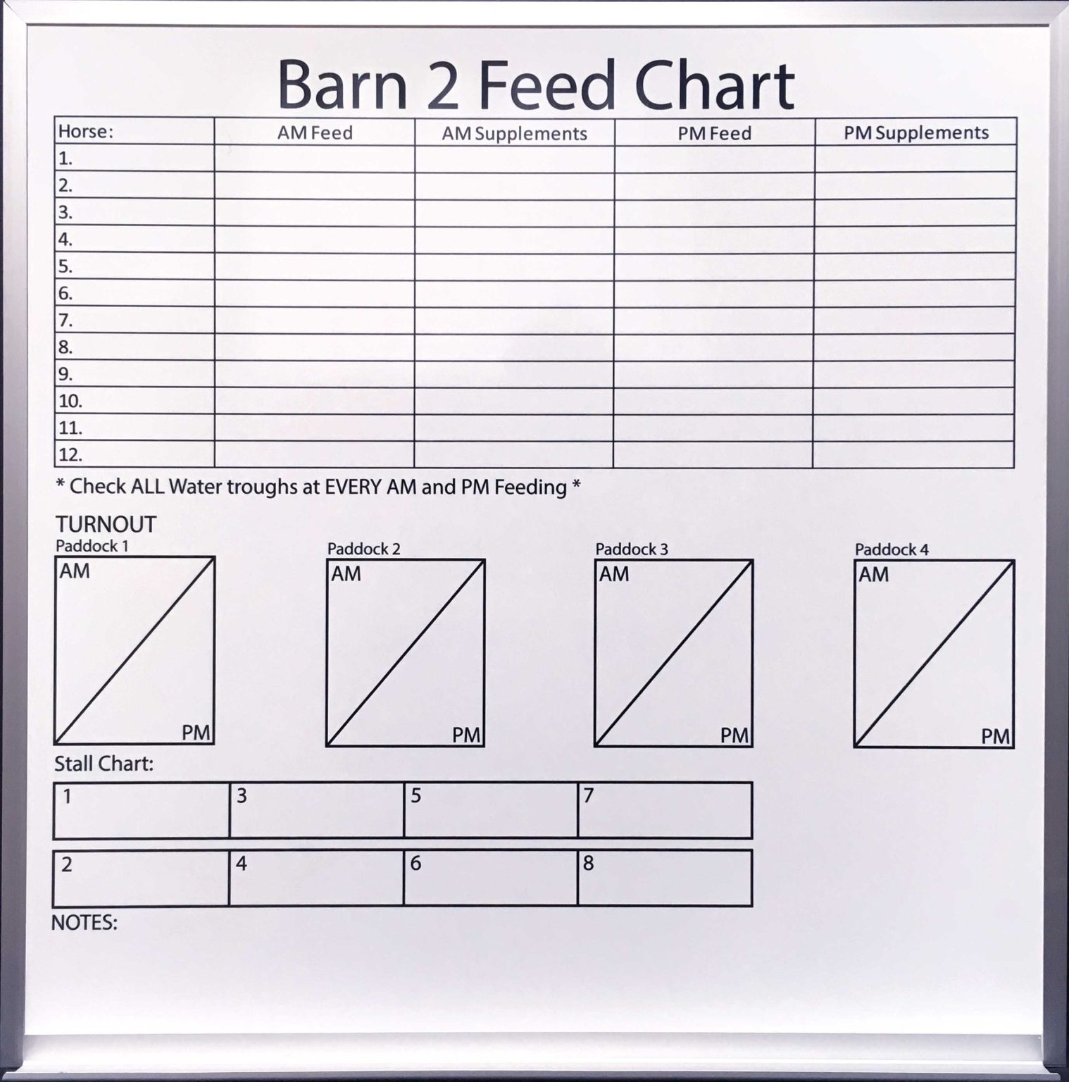 Barn 2 Feed Chart Whiteboard – Dry Erase Designs
