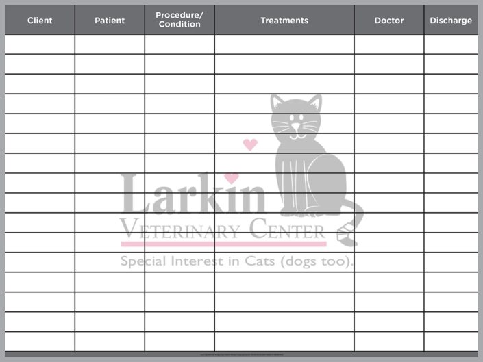 Larkin Veterinary Hospital Board | Dry Erase Designs
