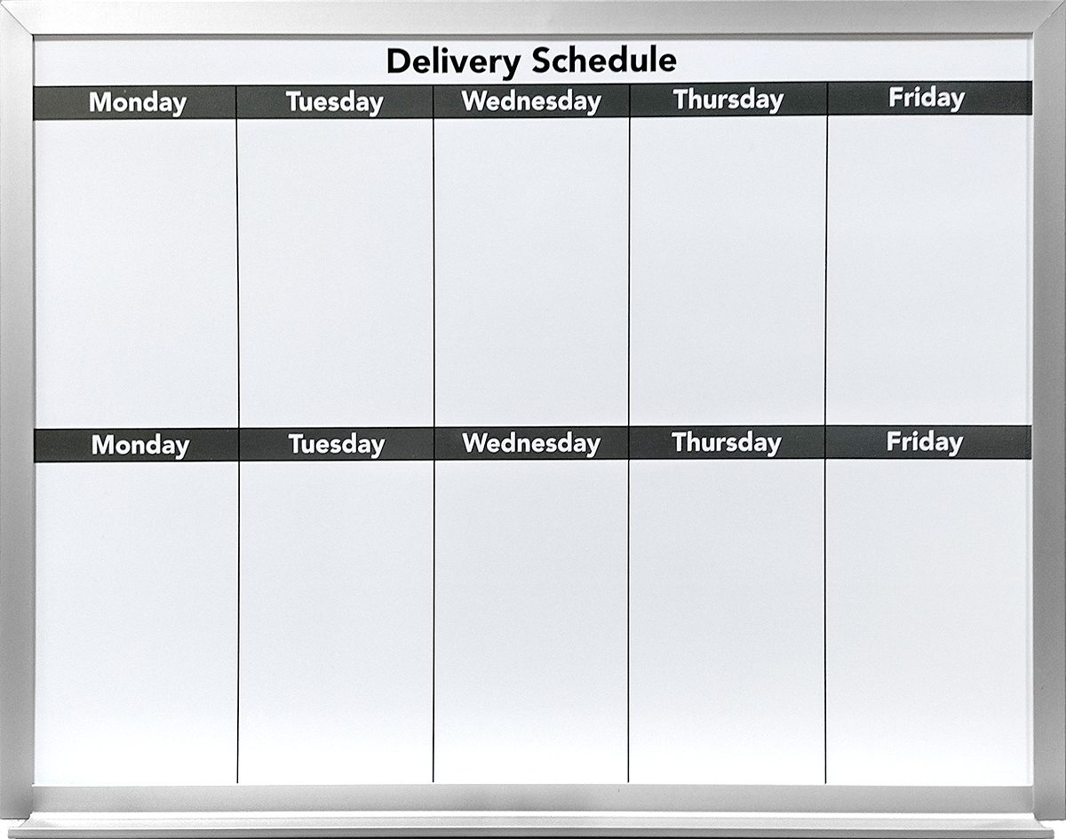 Delivery Schedule - Two Week Calendar | Dry Erase Designs