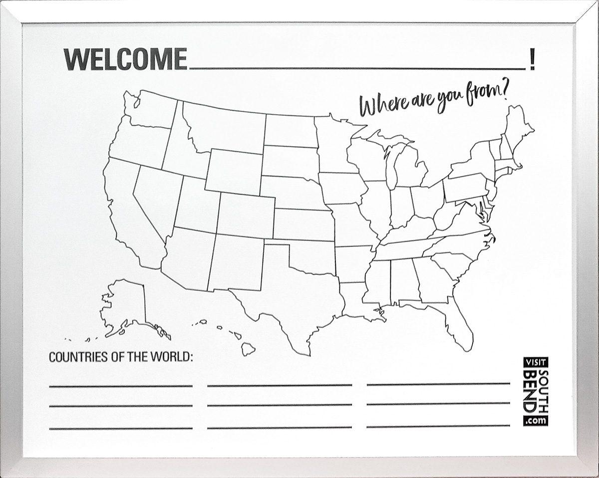 Welcome Map for Visitors - 20"x16" | Dry Erase Designs